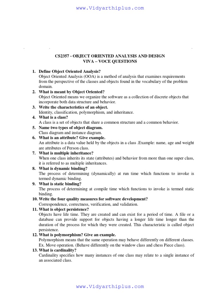 Object Oriented Analysis and Design Interview Questions - Key Concepts ...