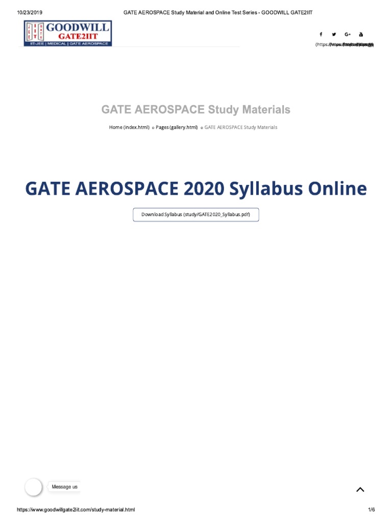 Gate Aerospace Study Material and Online Test Series - Goodwill ...