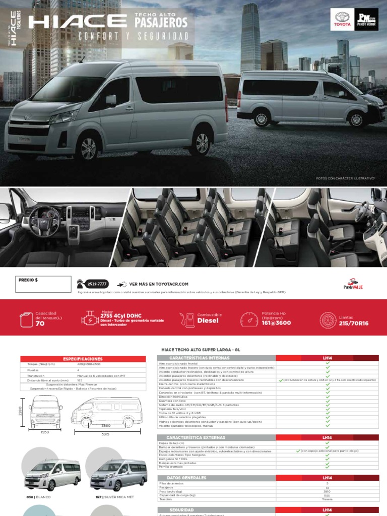 Ficha Técnica - Ficha Técnica Hiace Techo Alto | PDF | Suspensión ...