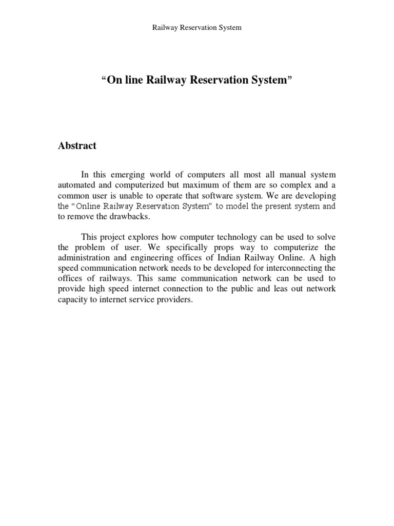 Online Railway Reservation System Report | PDF | Software Testing | Use ...