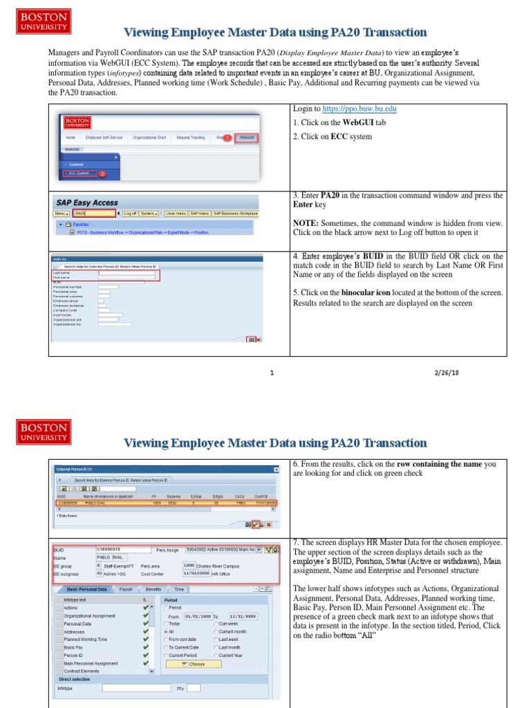 Accessing Employee Data with PA20 | PDF | Salary | Payments