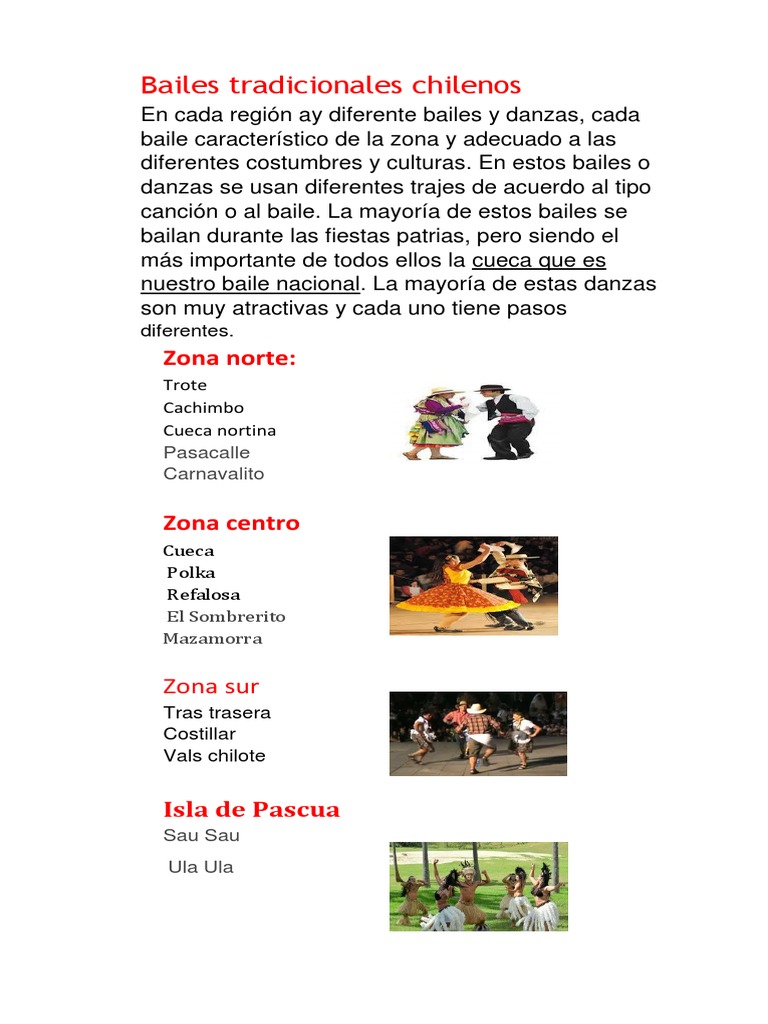 Bailes Tradicionales Chilenos Por Zona | PDF | Arte