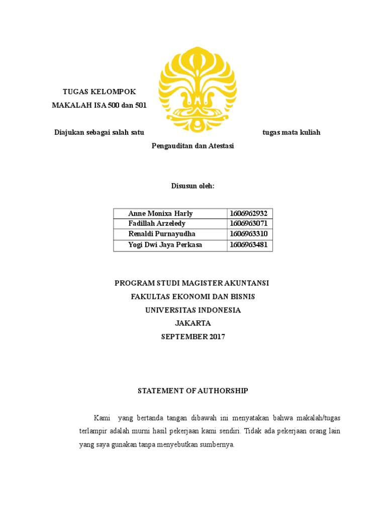 Ringkasan ISA 500 & 501 | PDF