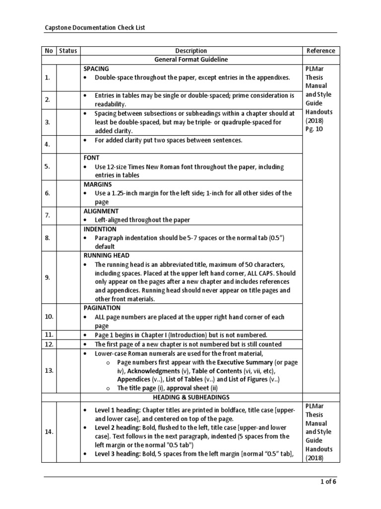 Capstone Documentation Checklist | PDF | Thesis | Computing