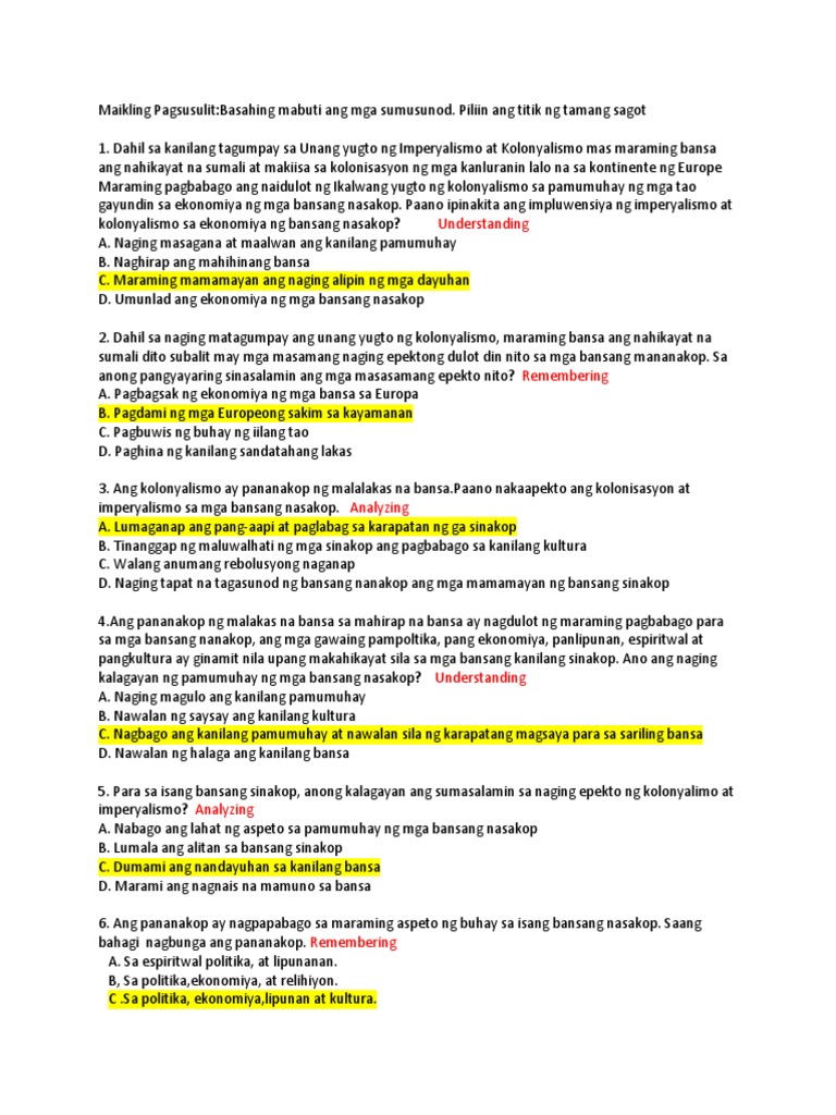 Grade 8 3rd Grading Unit Test | PDF