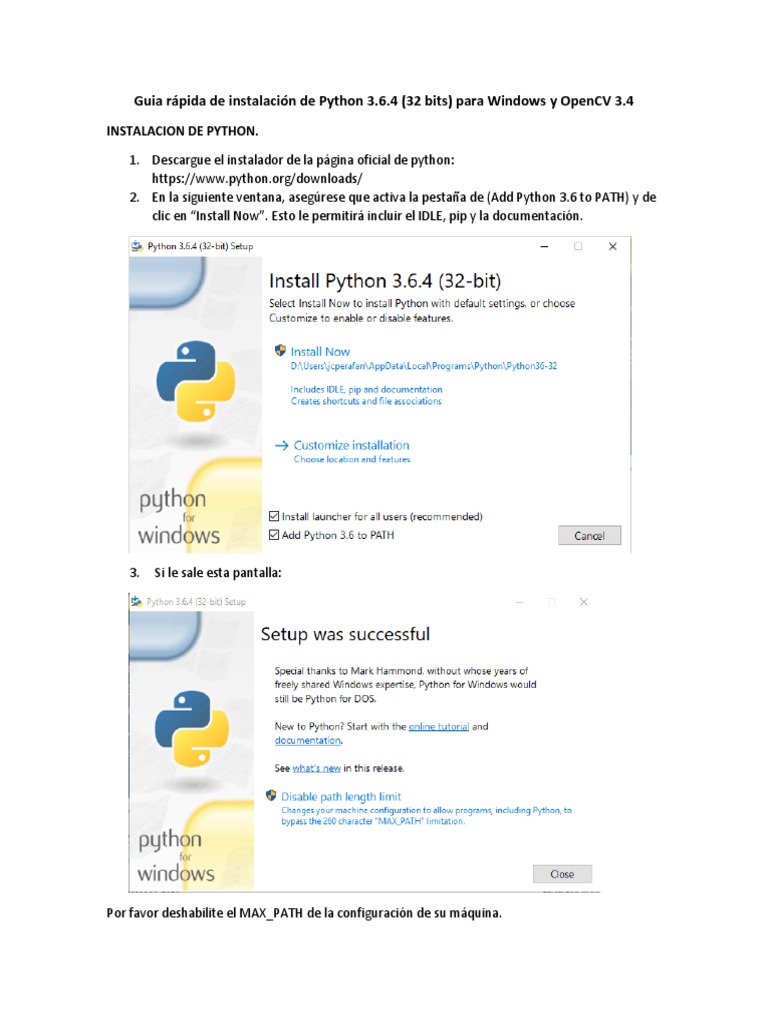 Instalación de Python 3 y Librerias | PDF | Python (lenguaje de programación) | Ventana ...