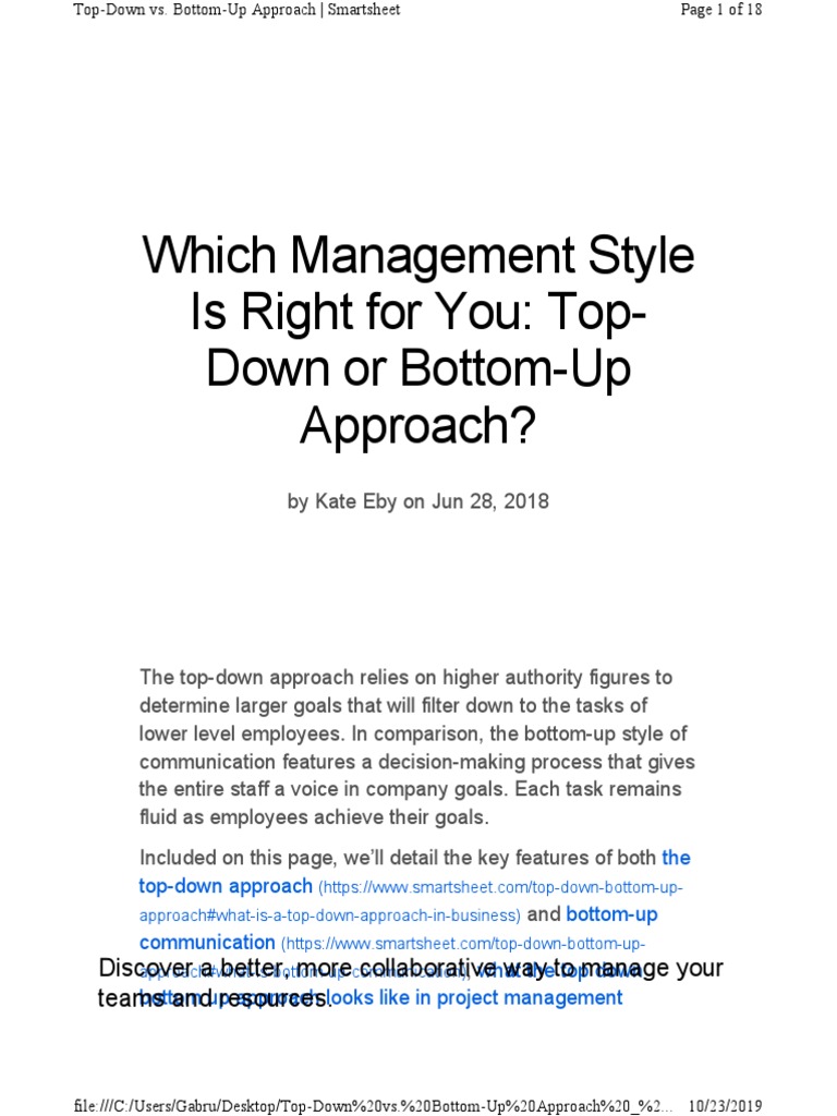 Top Down & Bottom Up Approach | PDF | Top Down And Bottom Up Design ...