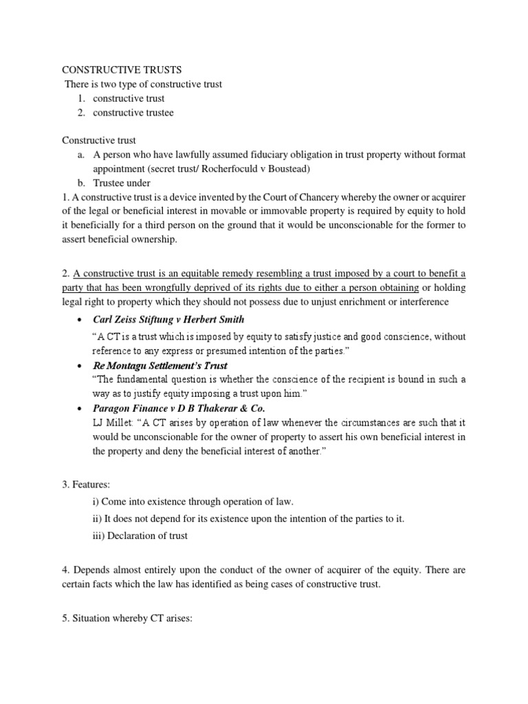 Constructive Trust | PDF | Trust Law | Fiduciary