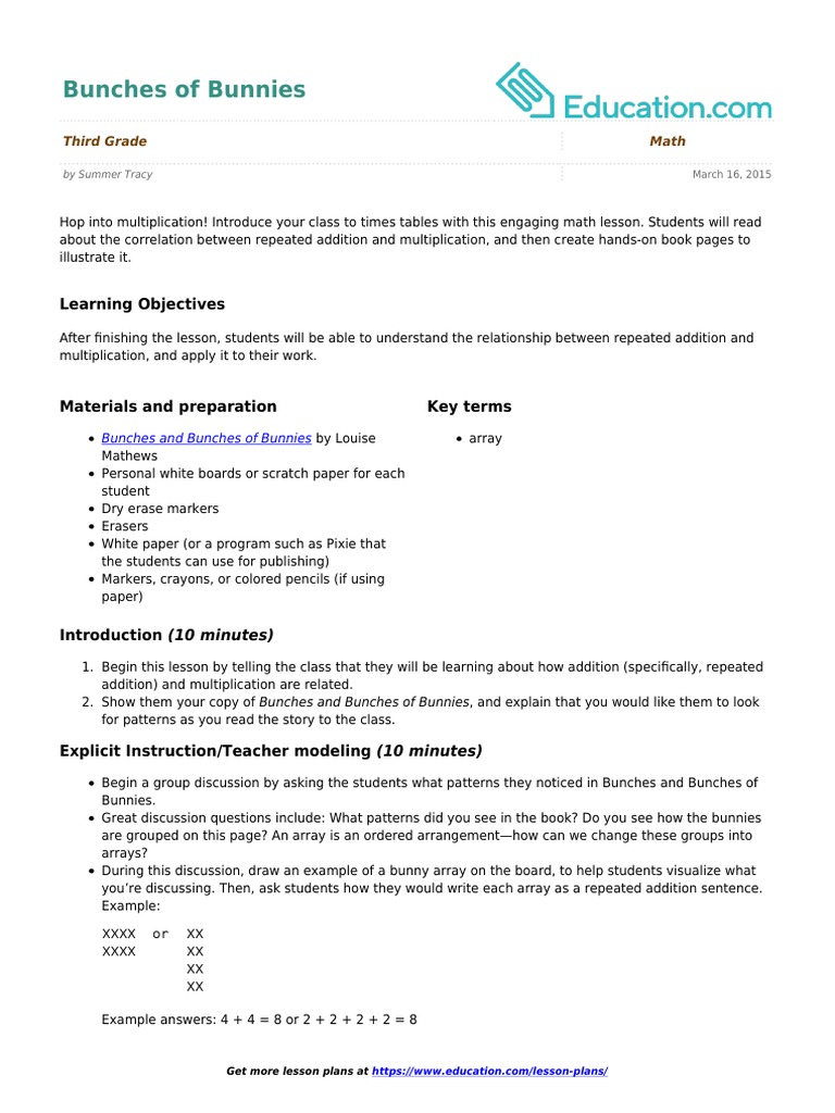 Bunches of Bunnies | PDF | Matrix (Mathematics) | Educational Psychology