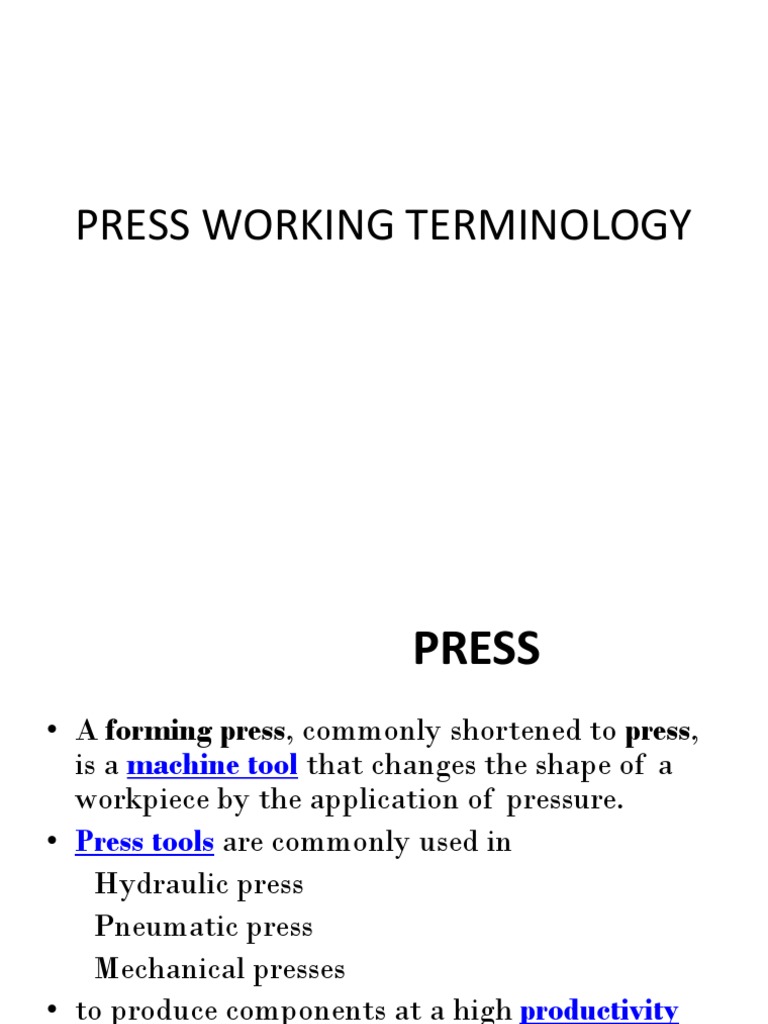 Press Working Terminology | PDF | Sheet Metal | Building Materials