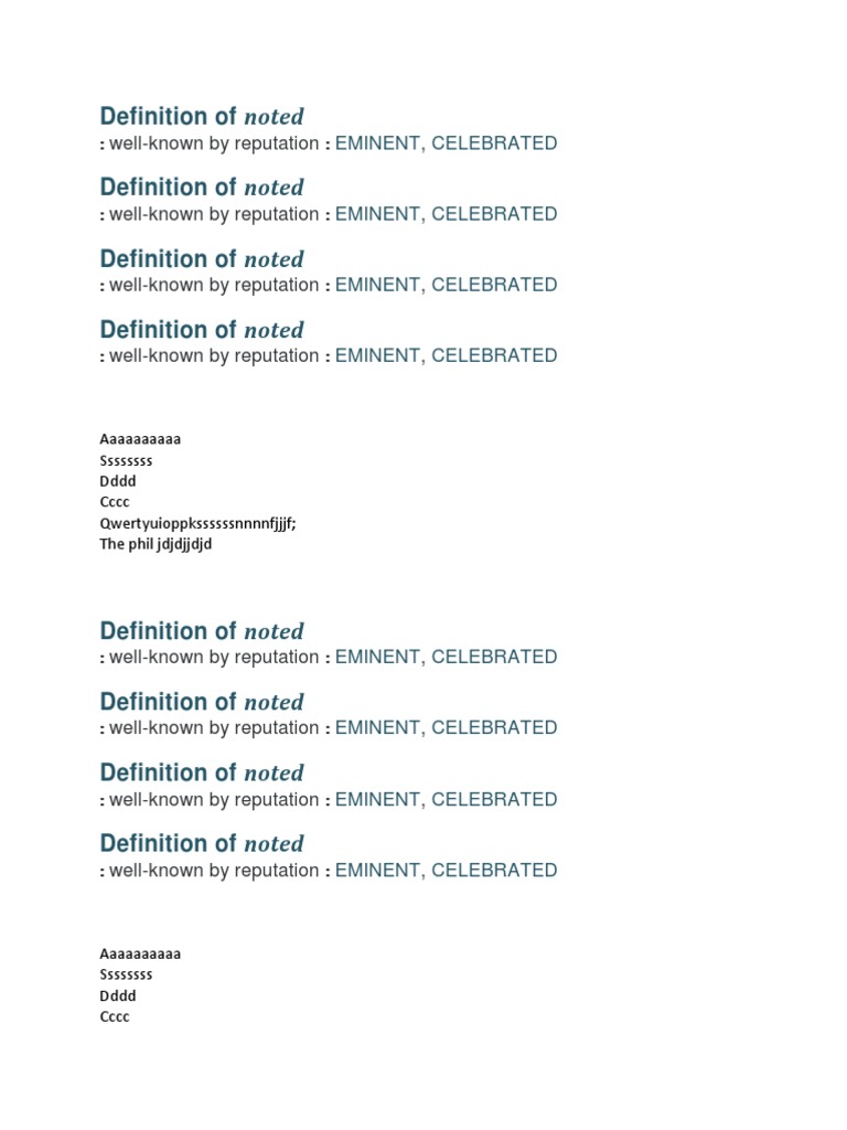 Definition Of: Noted Noted Noted Noted | PDF