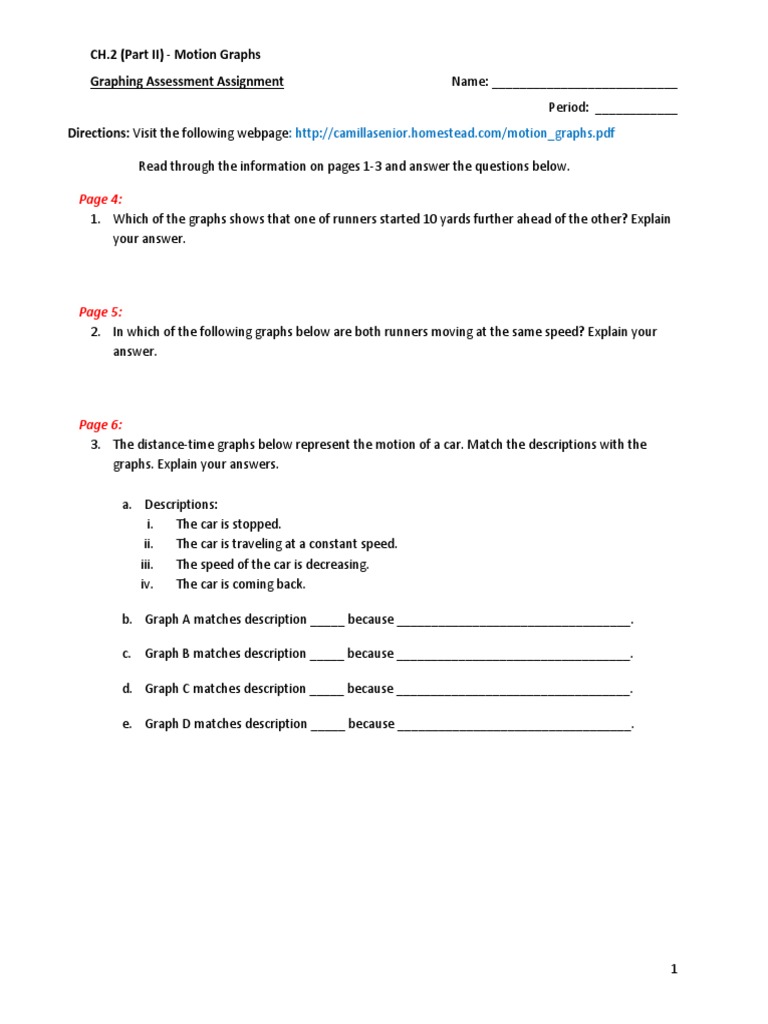 CH.2 (Part II) - Assessing Knowledge of Motion Graphs (Class Assignment ...