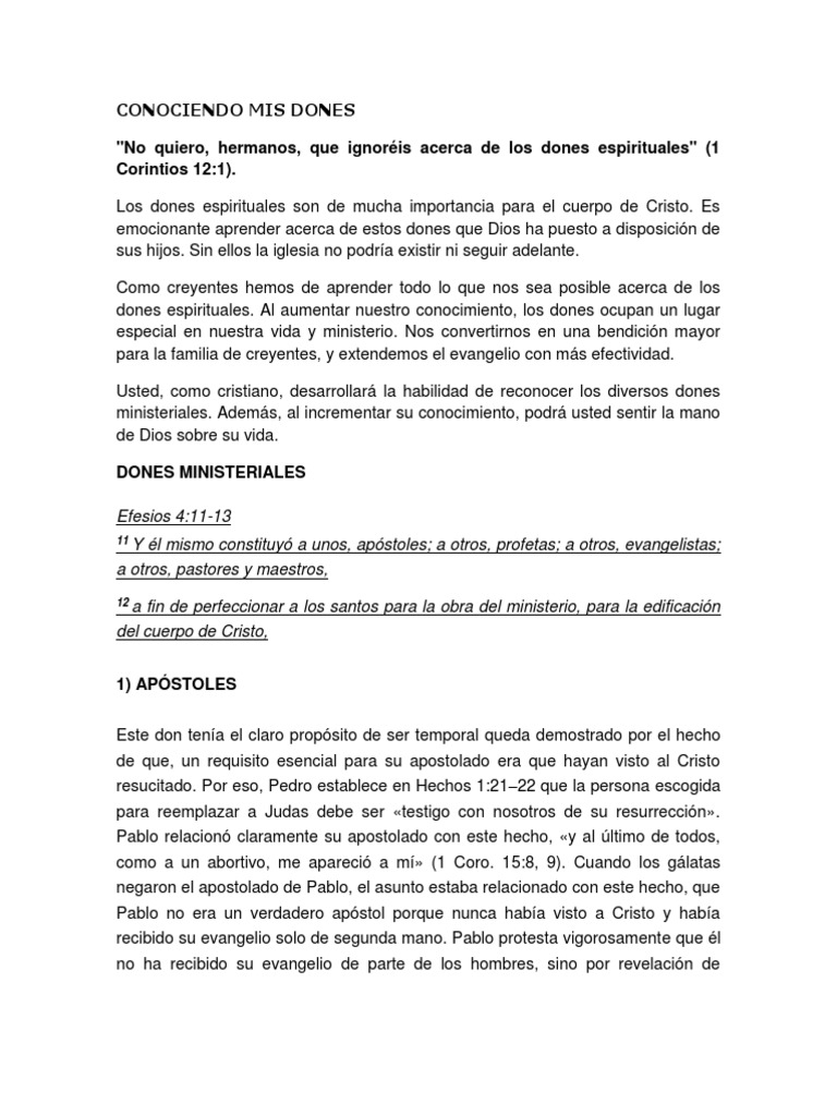 Conociendo tus dones espirituales | PDF | Fe | Evangelios