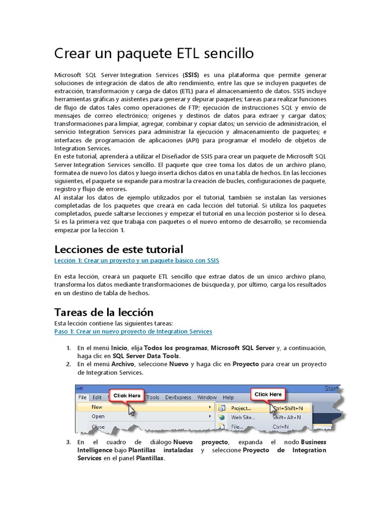 Guía para Crear Un Paquete ETL Sencillo | PDF | Tabla (base de datos ...