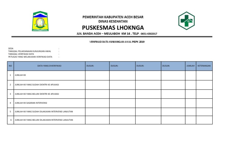 Form Verifikasi Data Pispk 2019 | PDF