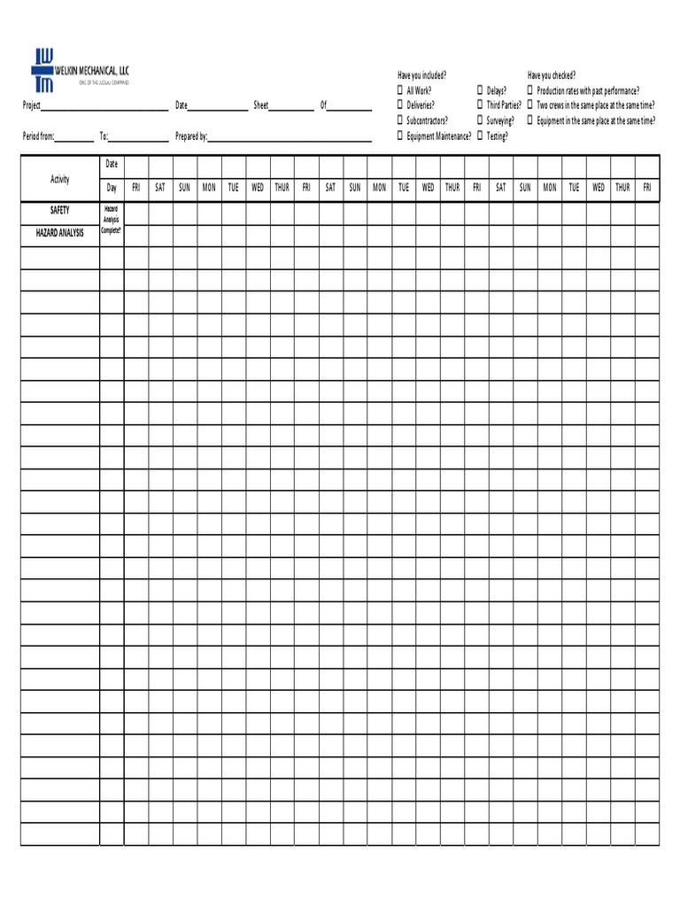 3 Week Schedule | PDF | Safety