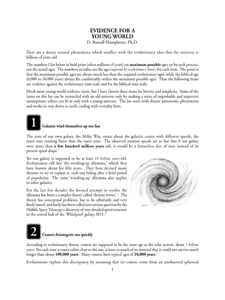 Evidence For A Young World: D. Russell Humphreys, PH.D | PDF | Comet ...