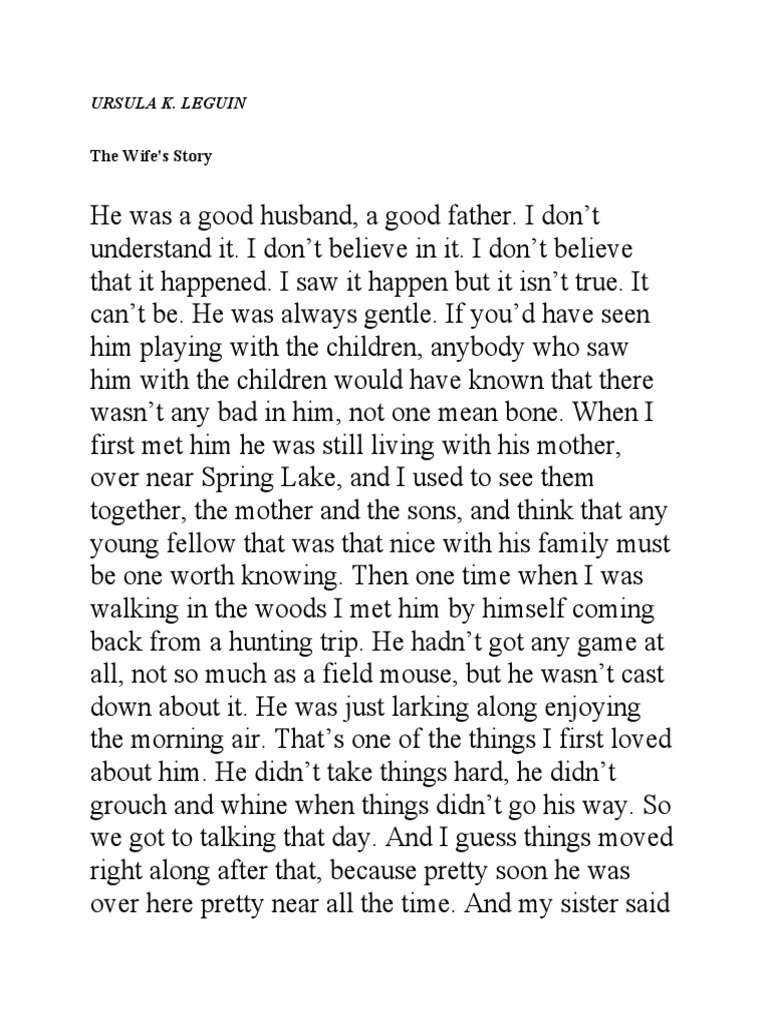 The Wife's Story by Ursula K.leguin | PDF | Poetry