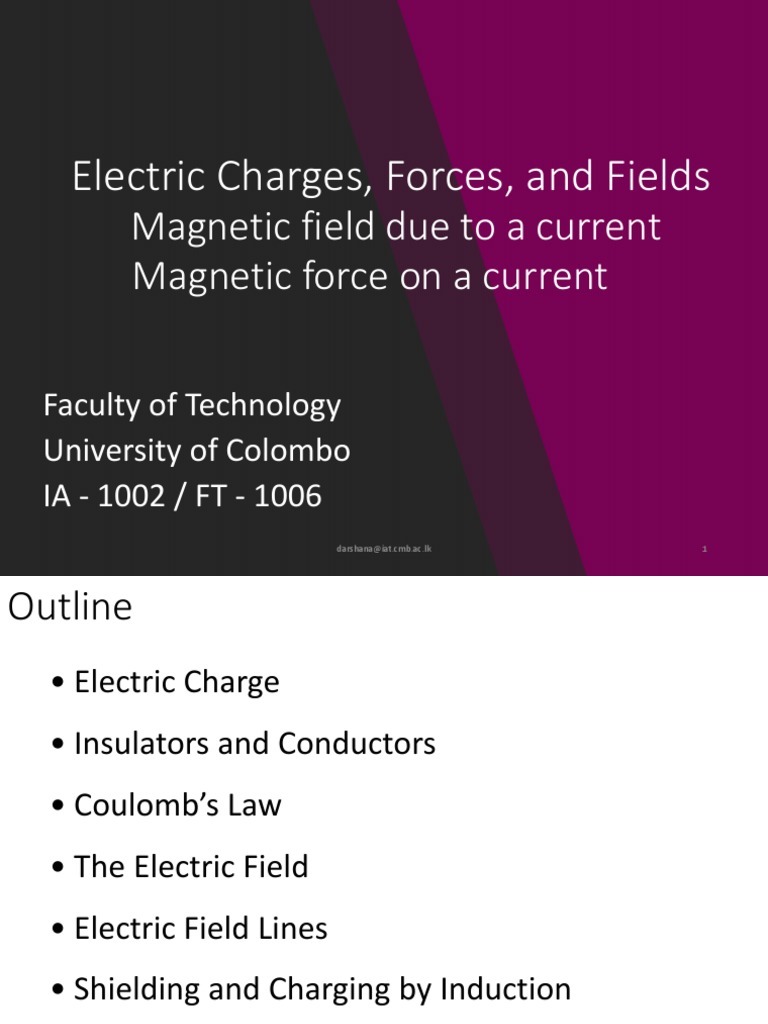 Electric Charges, Forces, and Fields: Magnetic Field Due To A Current ...