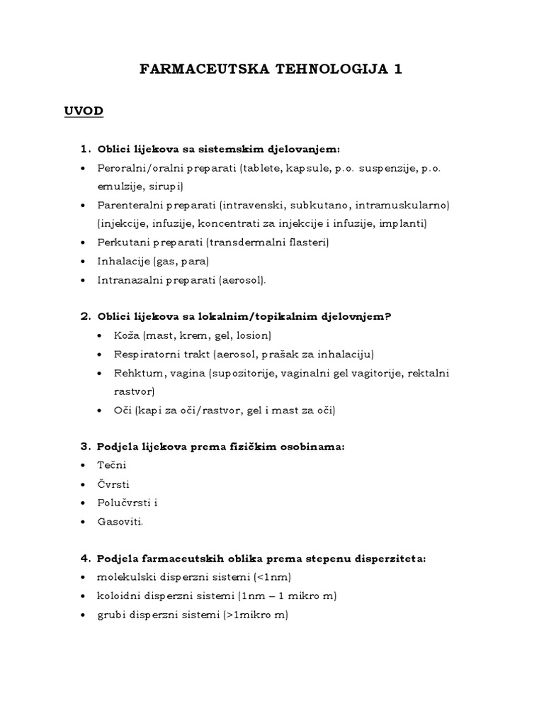 Skripta Iz Farmaceutske Tehnologije 1 | PDF