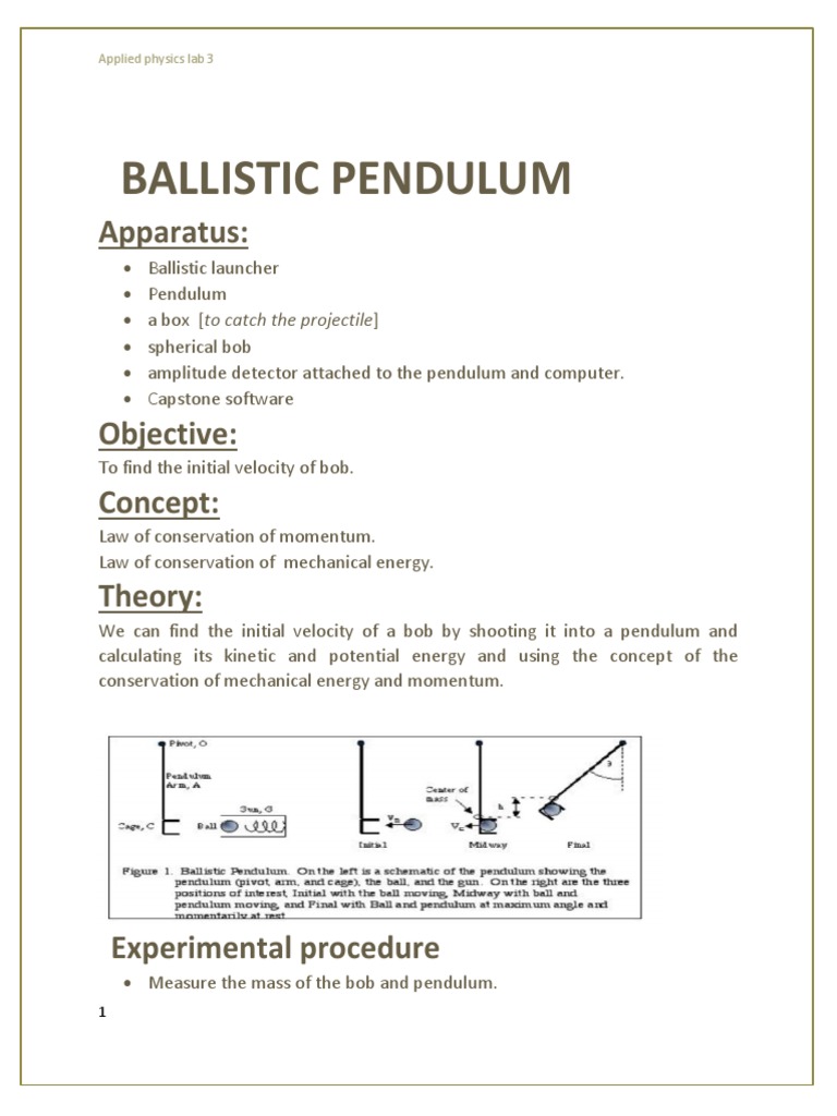 Ballistic Pendulum | PDF | Pendulum | Mass