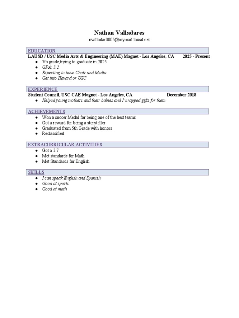 Nathan Valladares Resume | PDF