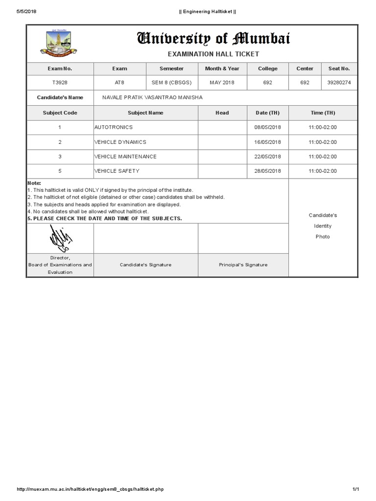 Engineering Hallticket Navale | PDF | Technology & Engineering