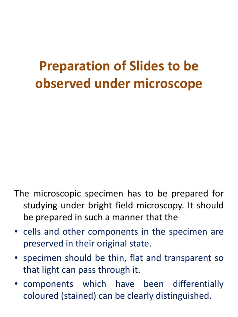 Preparation of Slides To Be Observed Under Microscope | PDF ...