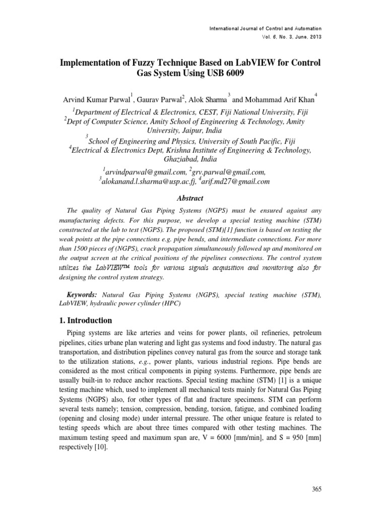 Implementation of Fuzzy Technique Based On Labview For Control Gas System Using Usb 6009 | PDF ...