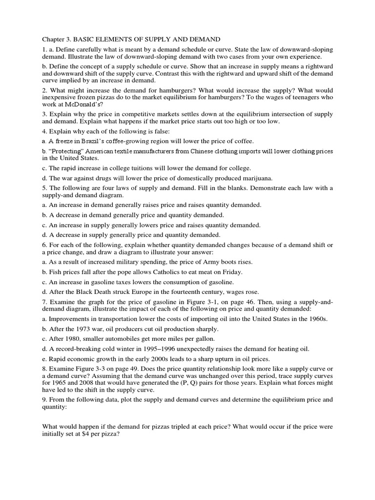 Chapter 3 BASIC ELEMENTS OF SUPPLY AND DEMAND | PDF | Supply And Demand ...