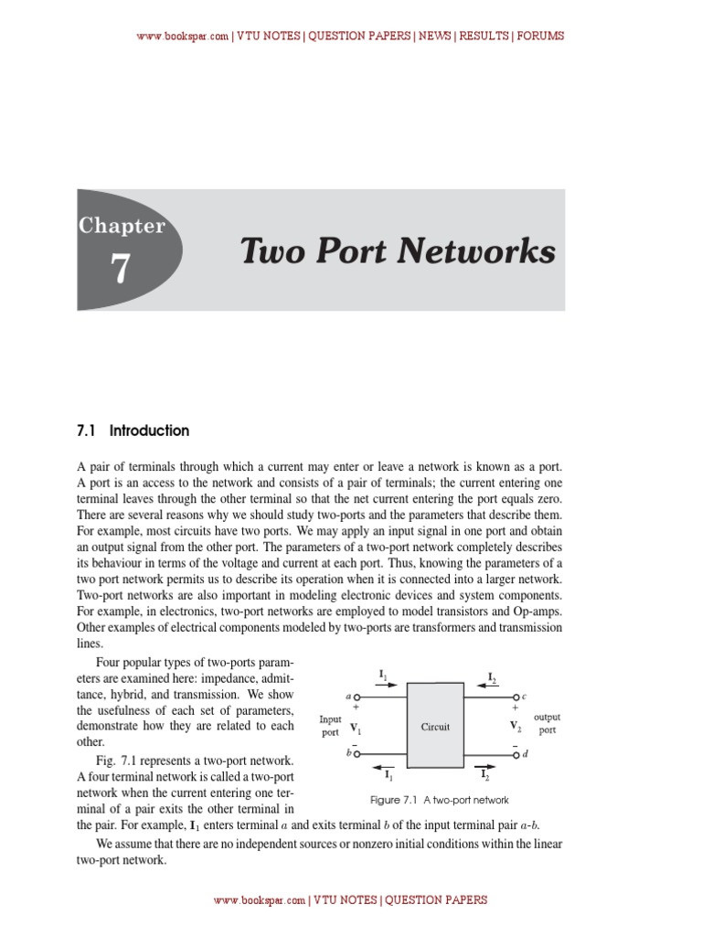 Chapter 7 Two Port Networks | PDF | Electrical Engineering | Electricity