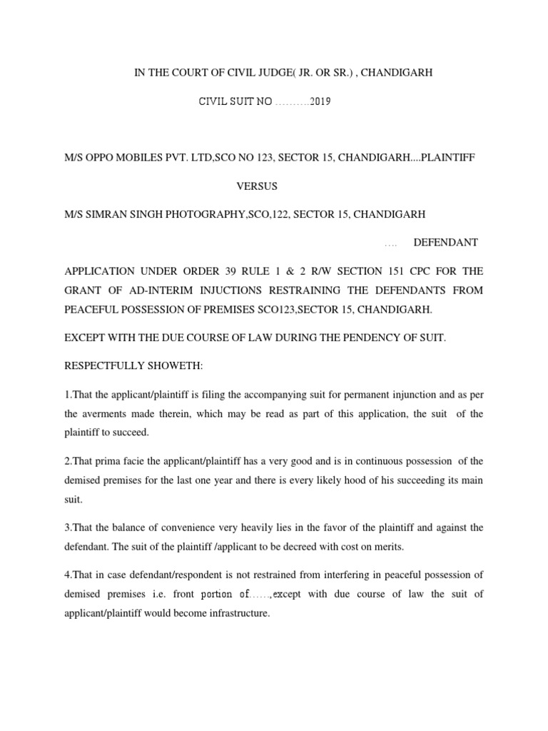 Application For Temporary Injuction | PDF | Injunction | Lawsuit