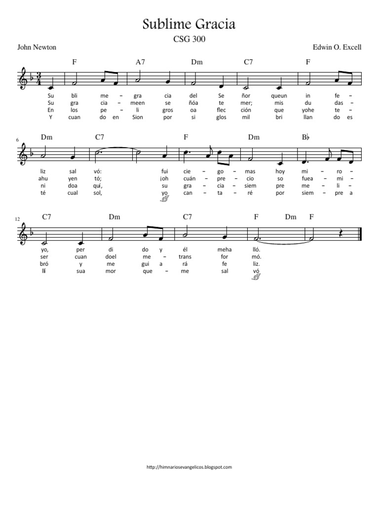 Acordes Himno Sublime Gracia | PDF