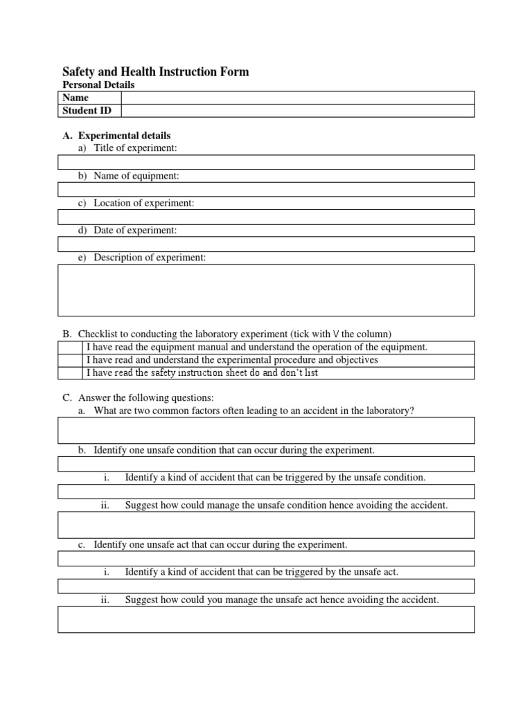 Safety and Health Instruction Form | PDF