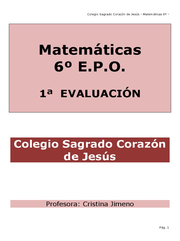 Cuadernillo 1 Eval 6º-2 | PDF | Entero | División (Matemáticas)