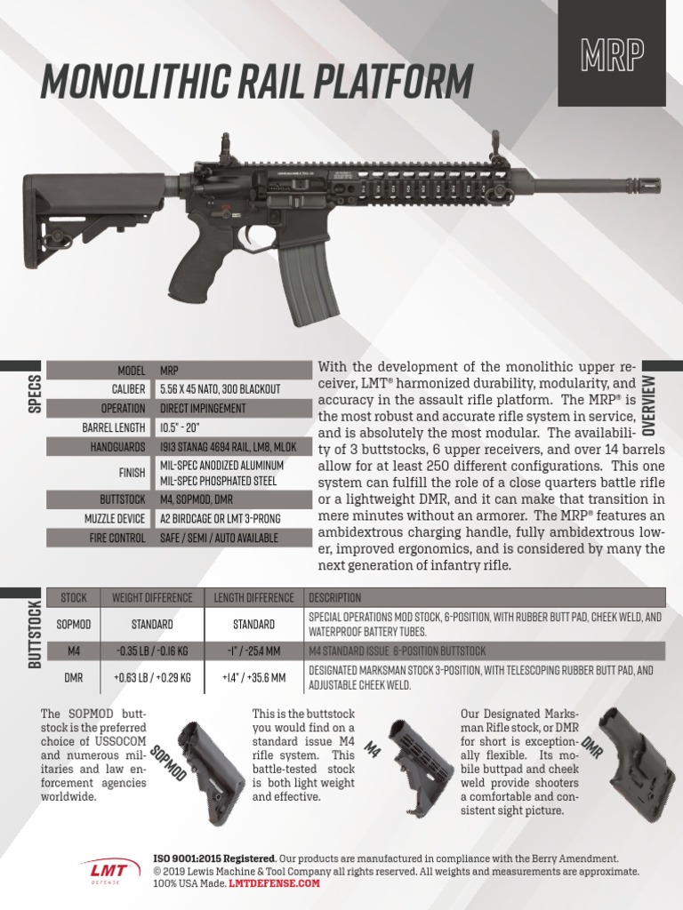 MRP Spec Sheet 1 | PDF | Rifle | Projectile Weapons