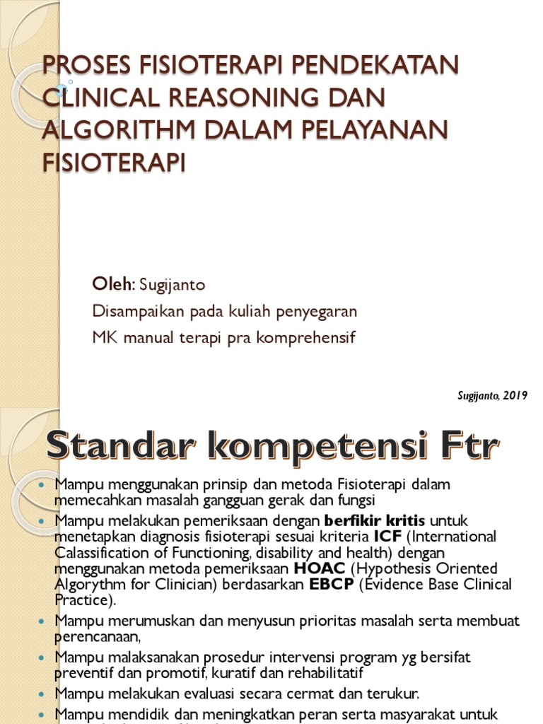 Clinical Reasoning Profesi Fisioterapi, 2019 | PDF | Pengembangan Diri