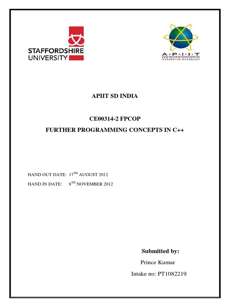 Apiit SD India: Prince Kumar Intake No: PT1082219 | PDF | Microsoft ...