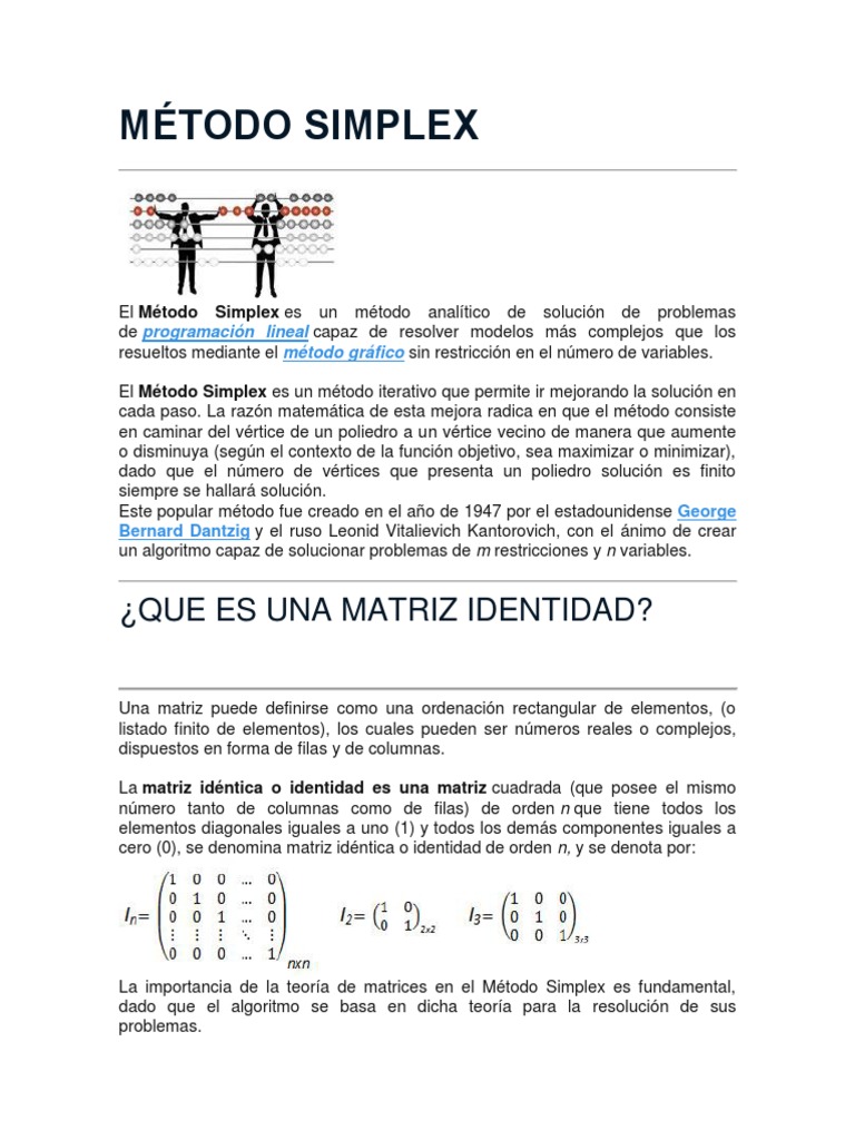 Método Simplex | PDF | Programación lineal | Matriz (Matemáticas)
