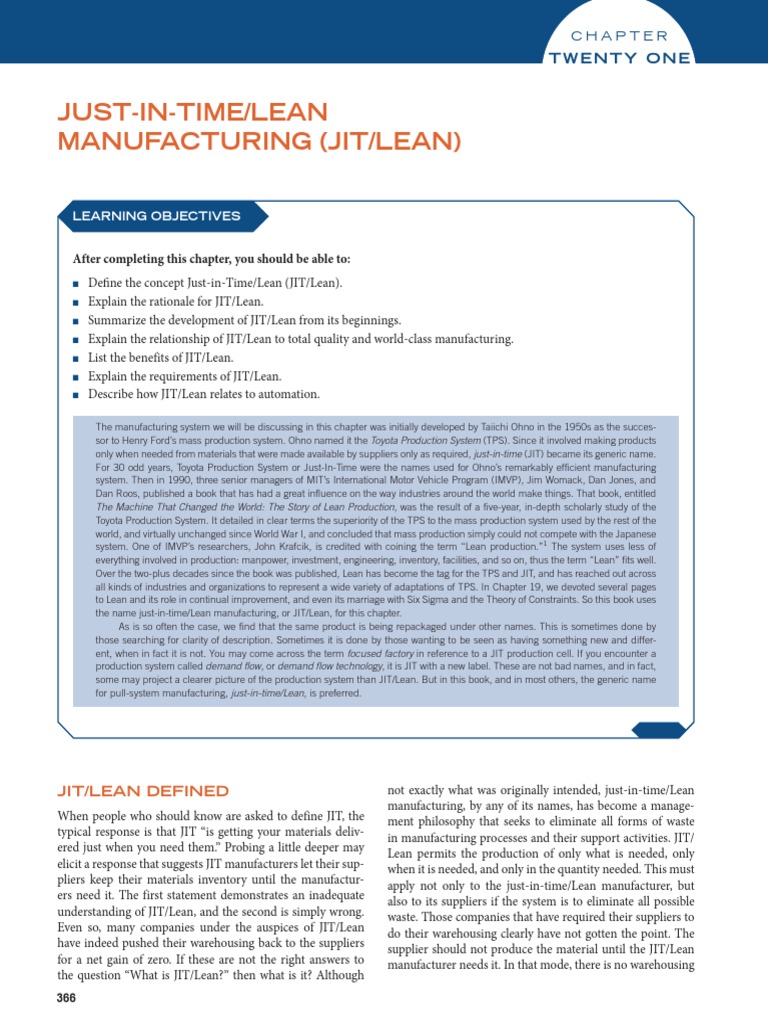 Just-In-Time/Lean Manufacturing (Jit/Lean) : After Completing This ...