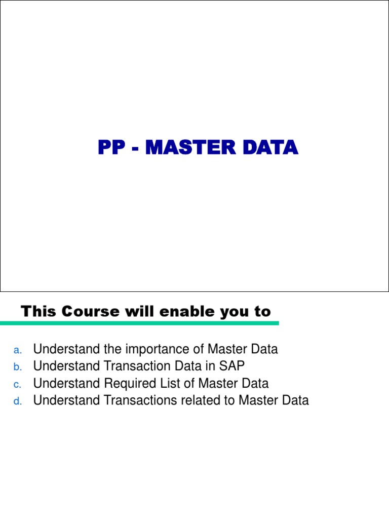 PP Master Data Presentation | PDF | Data | Information Technology