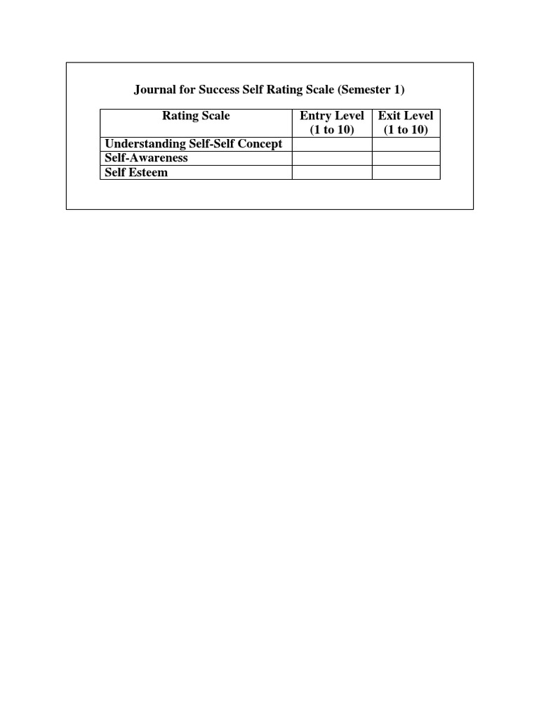 Journal For Success Self Rating Scale | PDF | Career & Growth