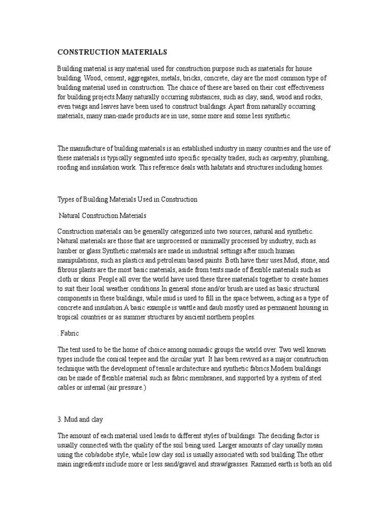 Construction Materials | PDF | Building Materials | Concrete