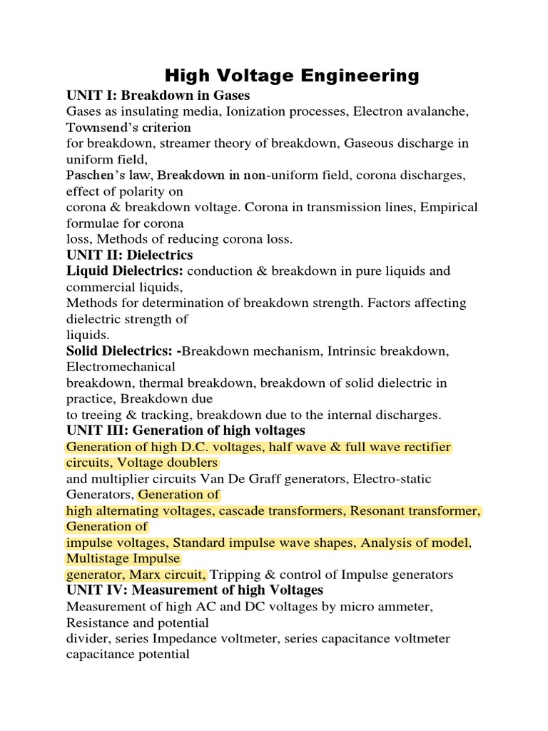 7th Sem Syllabus | PDF | Electrical Breakdown | Electric Motor