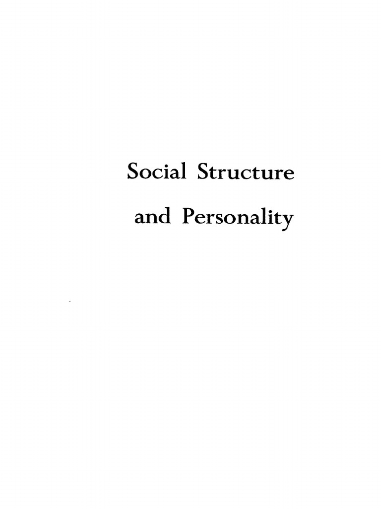 Talcott Parsons - Social Structure and Personality-Free Press (1970 ...