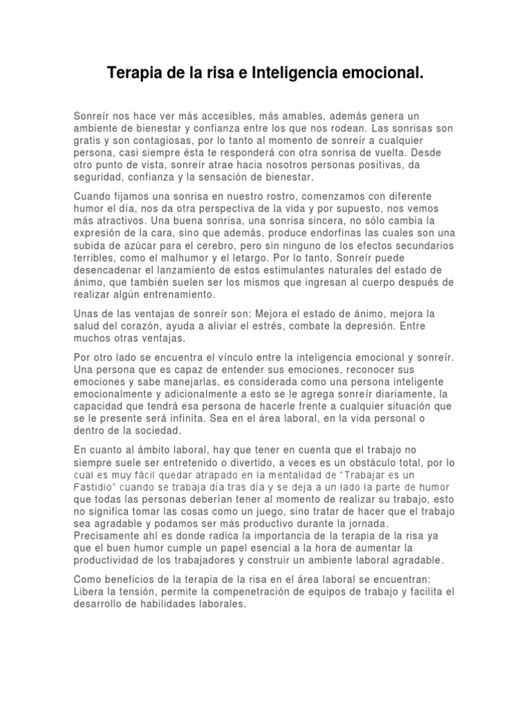 Terapia de La Risa e Inteligencia Emocional | PDF | La risa | Humor