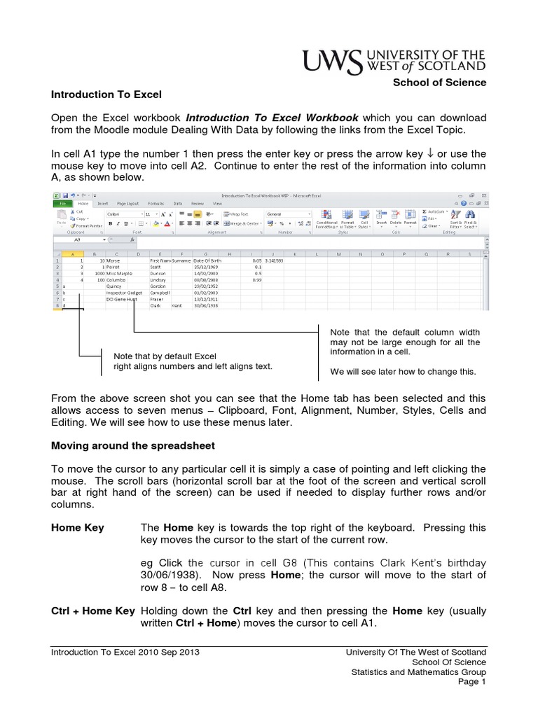 Introduction To Excel | PDF | Worksheet | Microsoft Excel