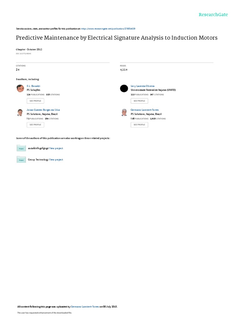 Predictive Maintenance by Electrical Signature Analysis To Induction ...