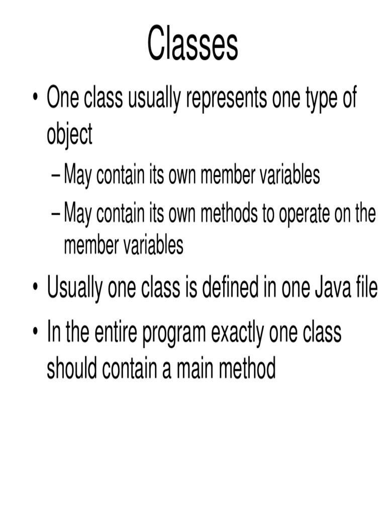 Classes: - One Class Usually Represents One Type of Object | PDF ...