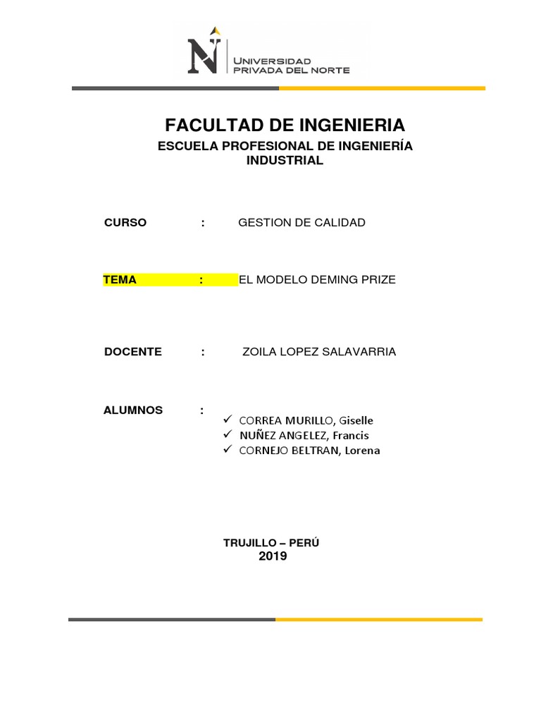 El Modelo Deming Prize | PDF | Calidad (comercial) | Gestión de la calidad